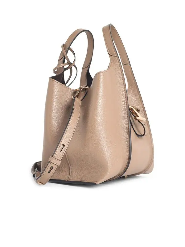 TOD'S T Timeless Mini Shopping Bag In Beige Leather - Cream