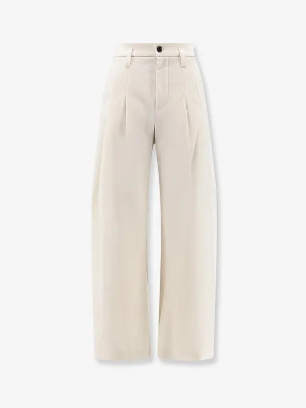 Brunello Cucinelli Baggy Wrinkled Wool And Cotton Trousers - Multicolor
