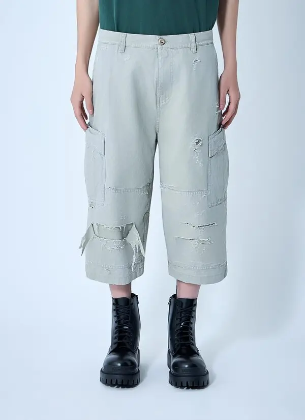 Balenciaga Cropped Cargo Pants - Cream