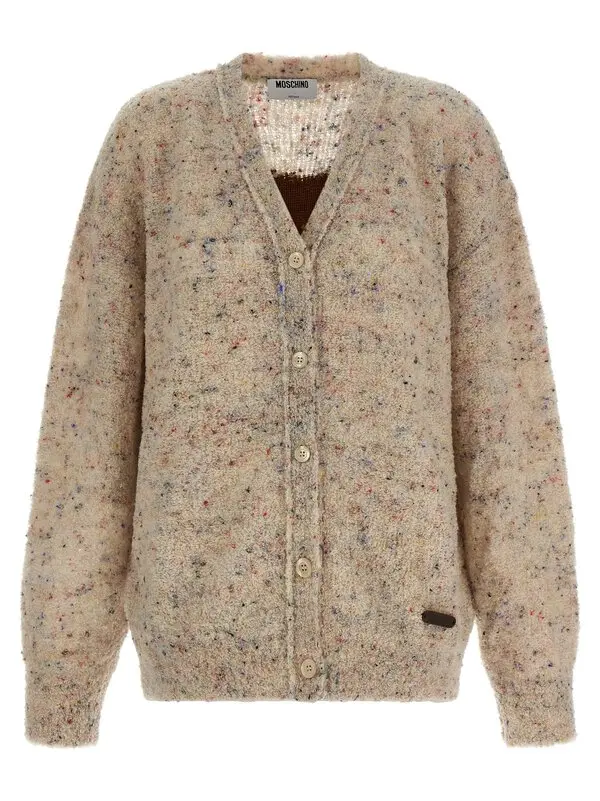 Moschino Teddy Bear Bouclé Cardigan - Cream