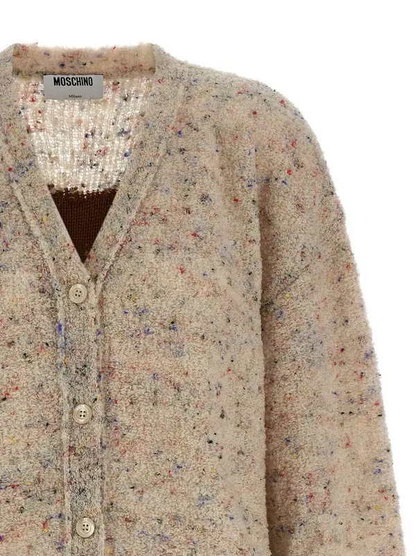 Moschino Teddy Bear Bouclé Cardigan - Cream