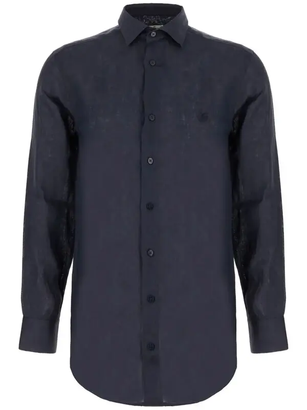 Etro Linen Shirt With Pegaso Embroidery