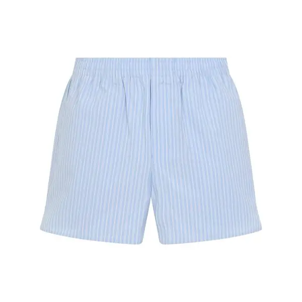 AMI Paris Elasticated Striped Poplin Shorts - Blue