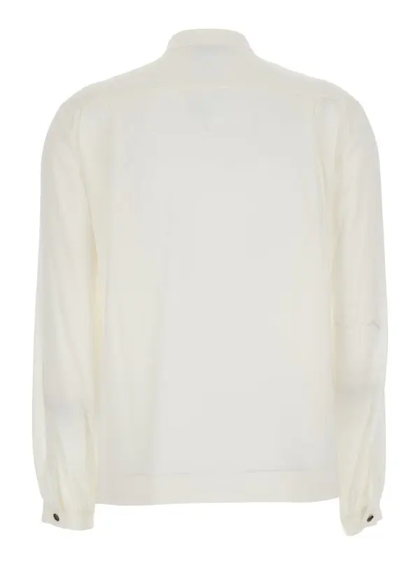 Max Mara White Shirt With Scarf Collar And Long Sleeves In Silk For - Multicolor