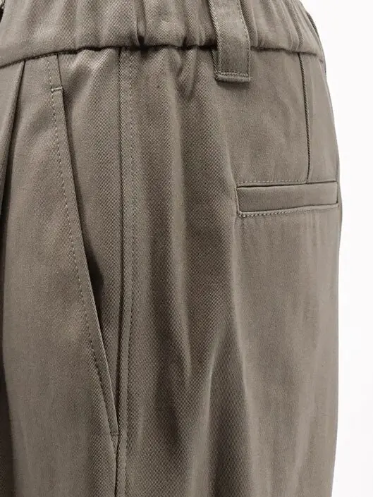 Brunello Cucinelli Cotton Trousers With Elastic And Monili Detail - Multicolor