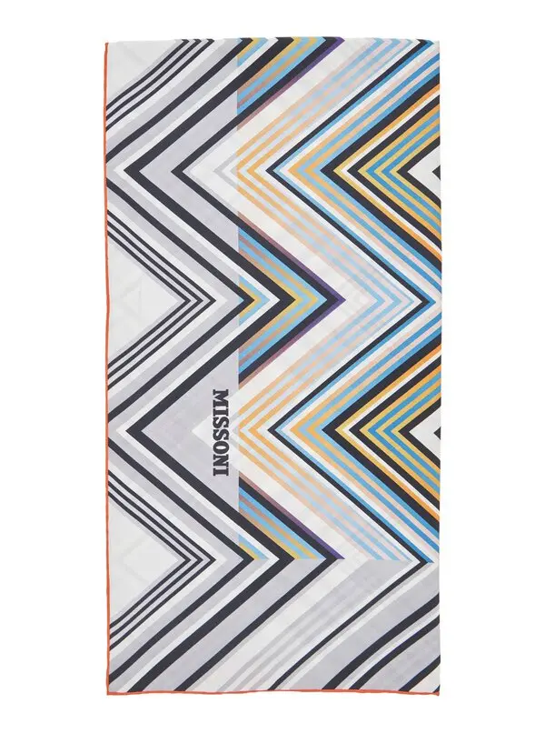 Missoni Scarf With Logo Lettering And Stripe Motif In Silk For - Multicolor