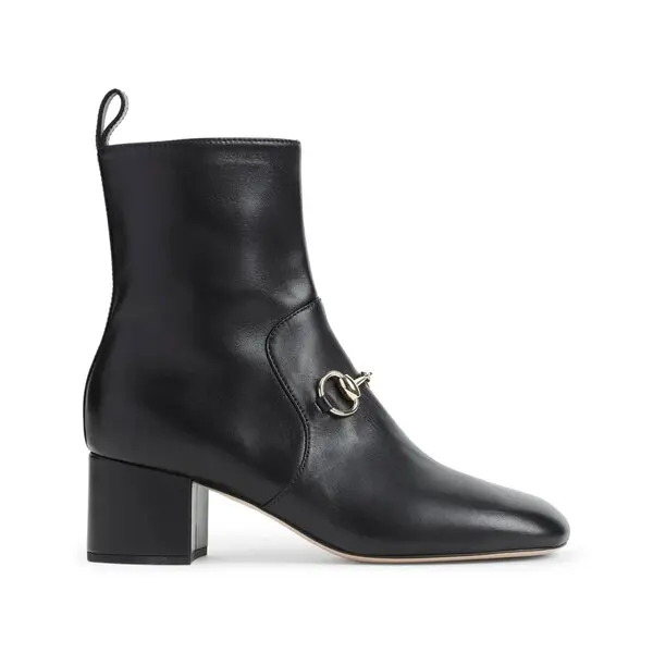 Gucci Leather Horsebit Ankle Boots