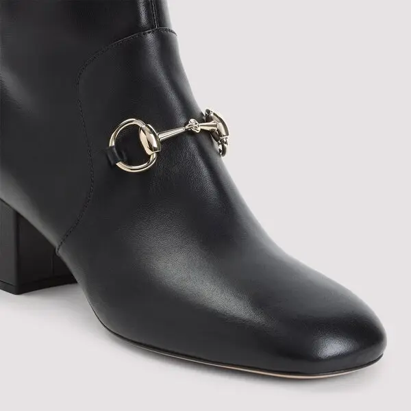 Gucci Leather Horsebit Ankle Boots