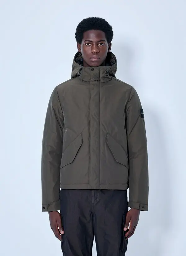 Stone Island Hooded Quilted Jacket - Brown