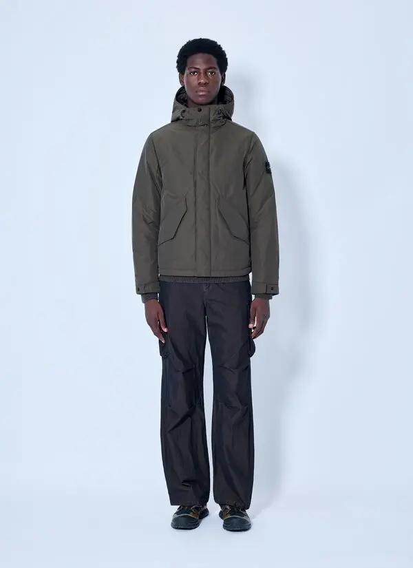 Stone Island Hooded Quilted Jacket - Brown