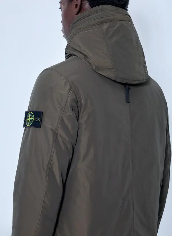 Stone Island Hooded Quilted Jacket - Brown