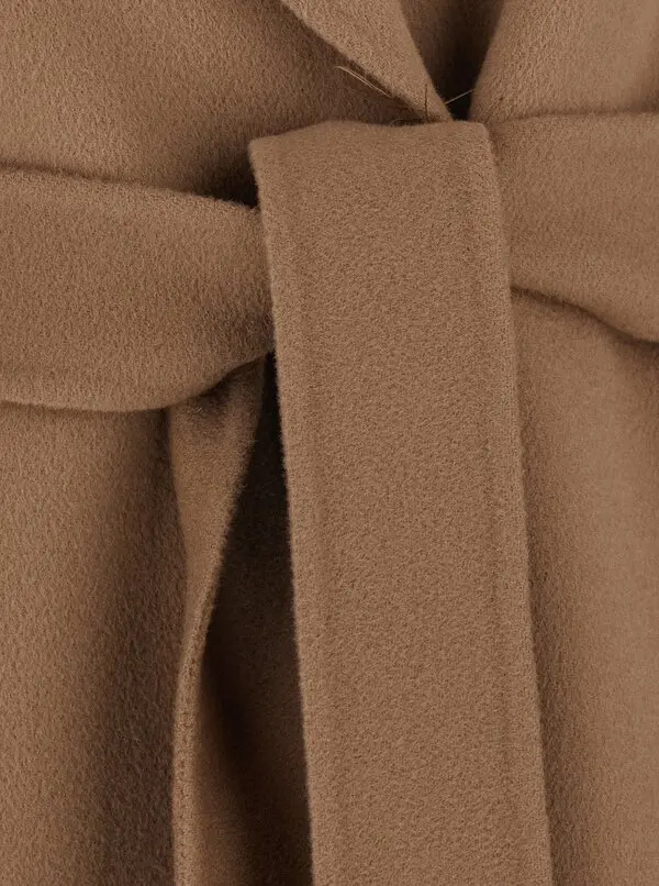 Max Mara S 'poldo' Beige Coat With Notched Revers And Waist Belt In Wool - Multicolor