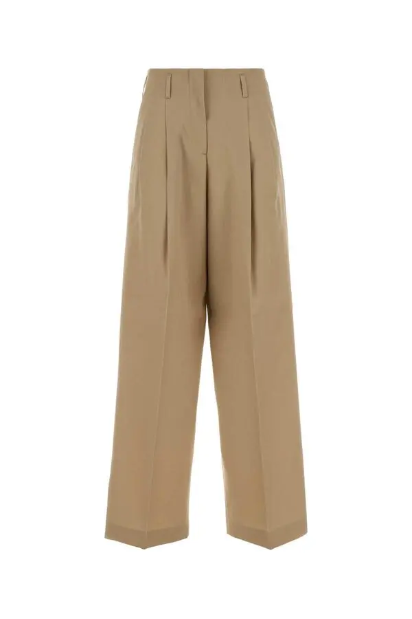 GOLDEN GOOSE Beige Wool Wide-leg Flavia Pant - Brown
