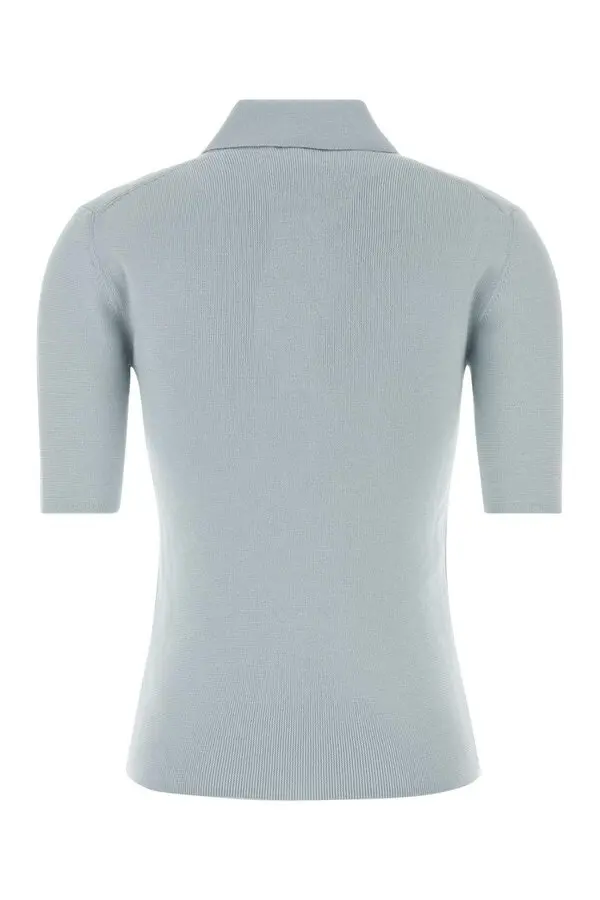 JIL SANDER Pastel Light- Wool Polo Shirt - Blue