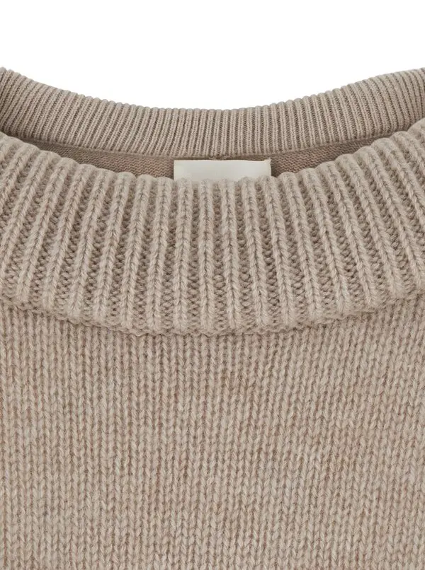 LISA YANG Doria' Beige Sweater With Wide Neckline And Off-shoulder Design In Cashmere For - Cream