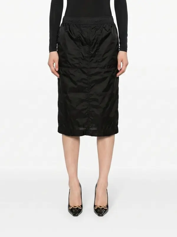 Saint Laurent Nylon Midi Pencil Skirt - Gray