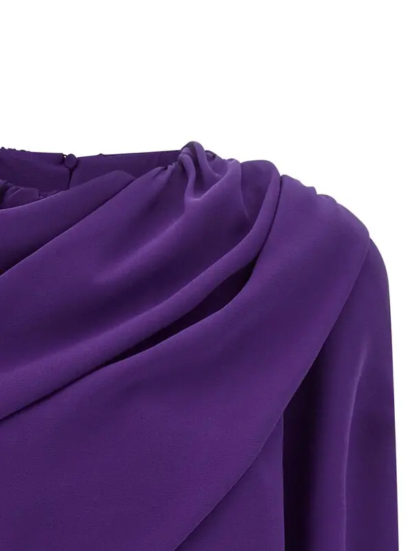 Balenciaga Cady Asymmetrical Cape Top - Purple