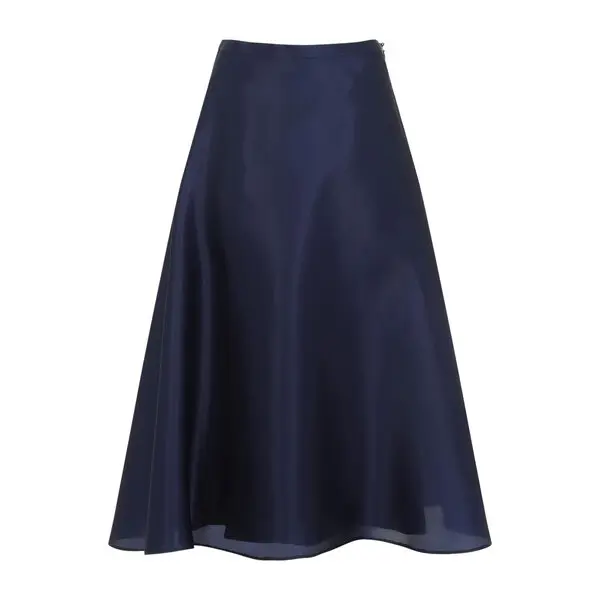 Alberta Ferretti Silk Midi Skirt - Blue