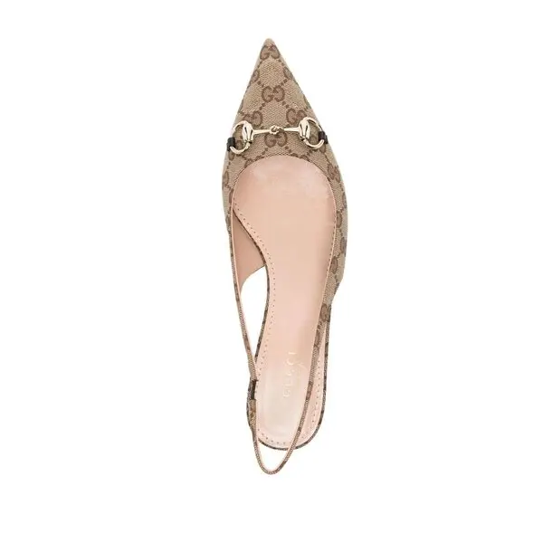 Gucci Gg Supreme Canvas Slingback Pumps - Cream