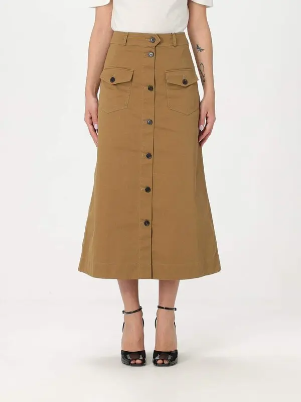 Saint Laurent Cotton Midi Skirt - Cream