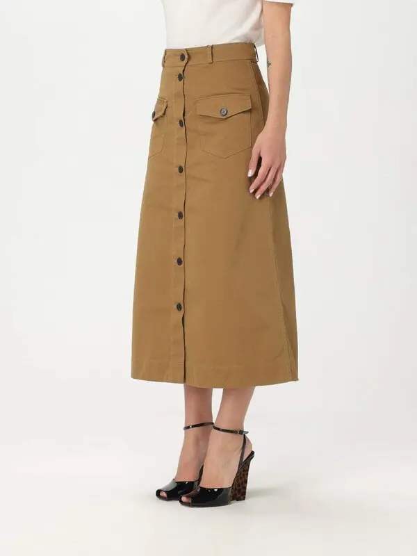 Saint Laurent Cotton Midi Skirt - Cream