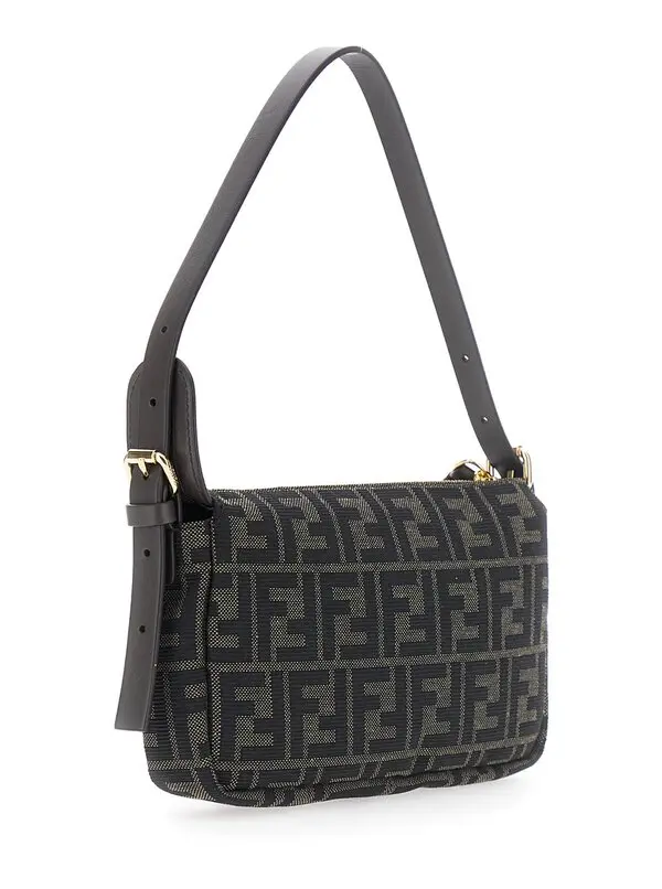 Fendi Ff Canvas Zip Top Crossbody Bag - Brown
