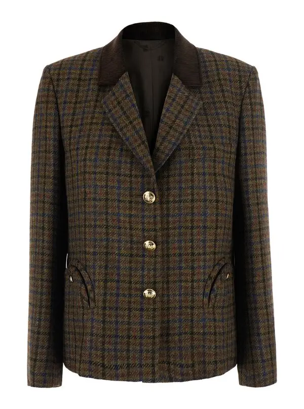 BLAZÉ MILANO Amandira Wool Check Motif Single-breasted Jacket - Multicolor