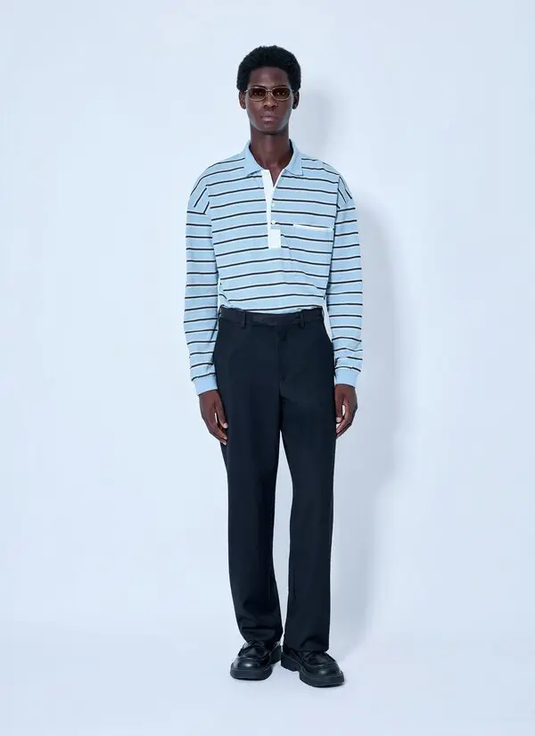 Bottega Veneta Striped Cotton-piqué Polo Shirt - Blue