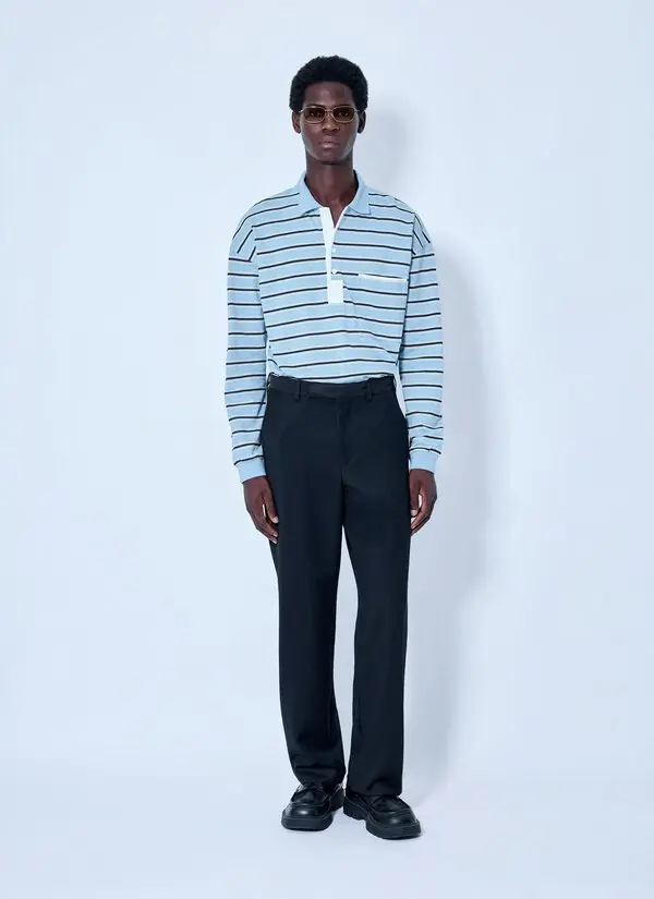 Bottega Veneta Striped Cotton-piqué Polo Shirt - Blue