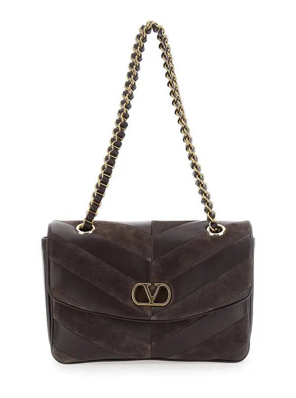 Valentino Garavani Djuna Leather And Suede Crossbody Bag - Multicolor