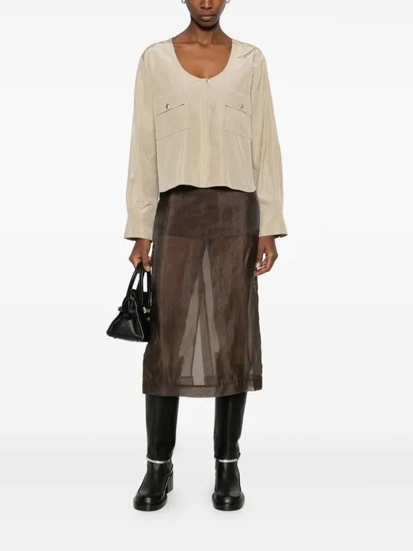 FORTE_FORTE Cotton Blend Long Sleeve Blouse - Multicolor