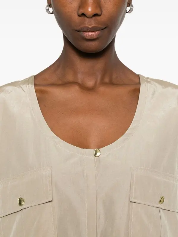 FORTE_FORTE Cotton Blend Long Sleeve Blouse - Multicolor
