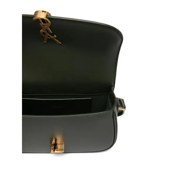 Saint Laurent Calfskin Satchel And Cross Body Bag - Green