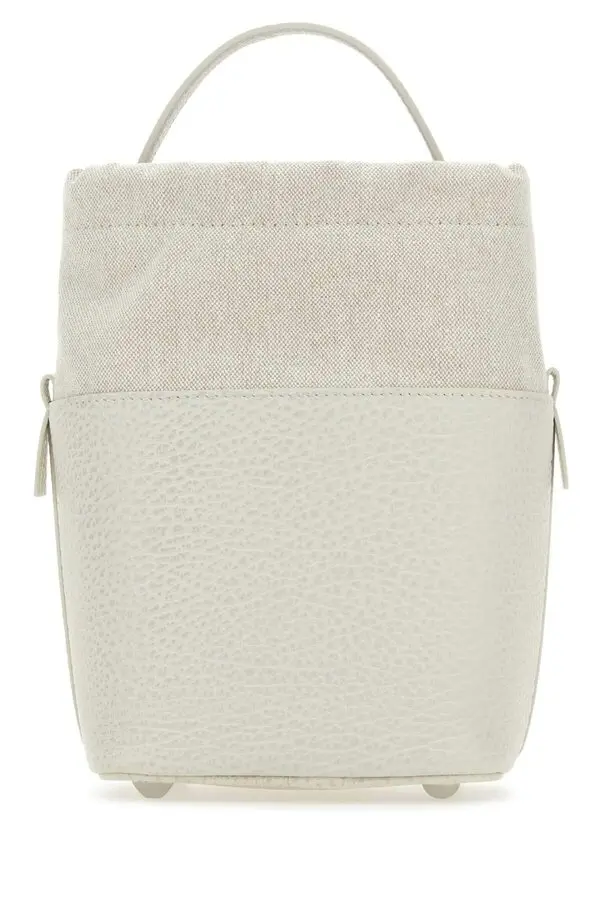 MAISON MARGIELA Leather And Canvas Mini 5ac Bucket Bag - White