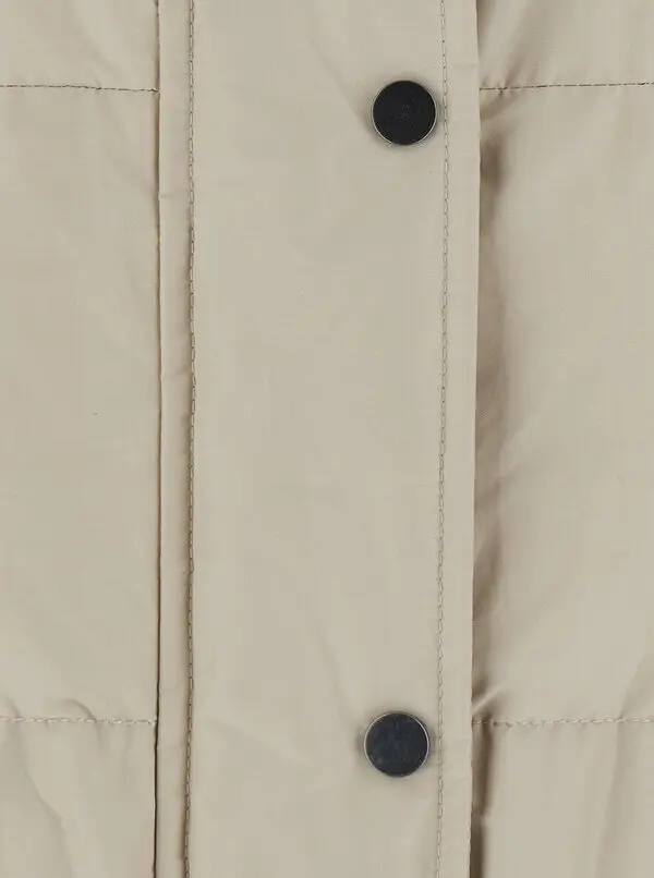 Brunello Cucinelli Beige Down Jacket With Removable Fur Collar In Tech Fabric For