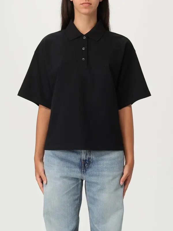 Saint Laurent Cotton Blend Polo Shirt - Black