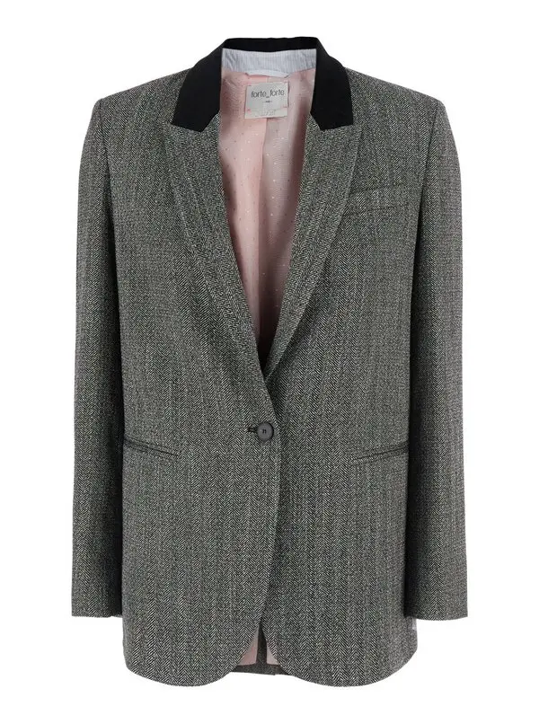FORTE_FORTE Single-breasted Tech Fabric Blazer With Velvet Collar - Multicolor