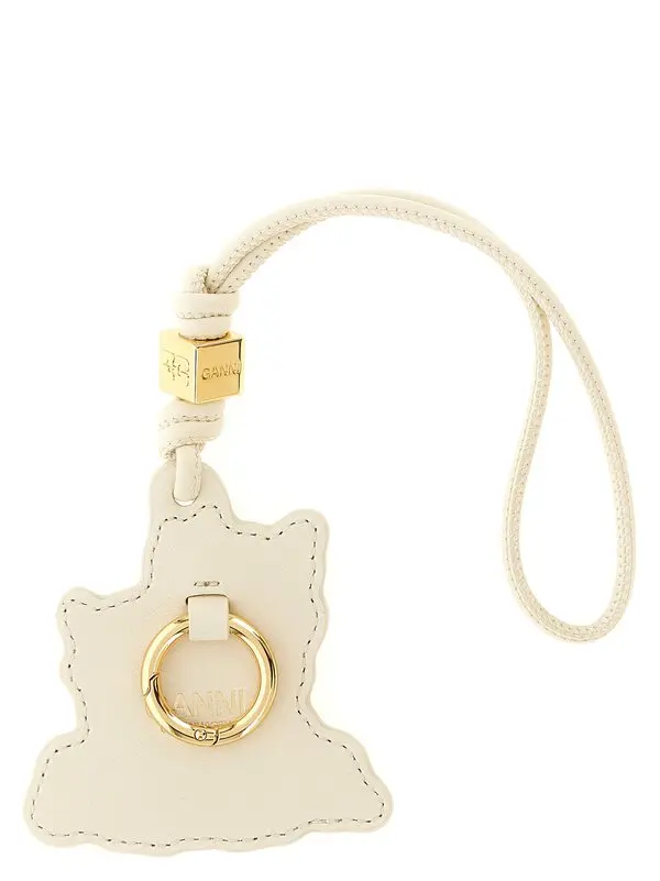 GANNI Pony Leather Keyring - Cream