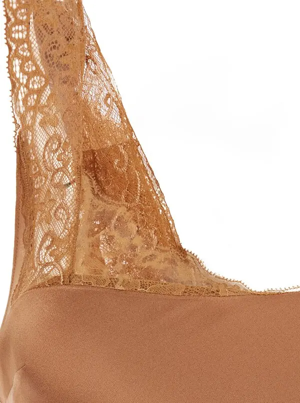 FORTE_FORTE Viscose Lace-trimmed Dress - Pink