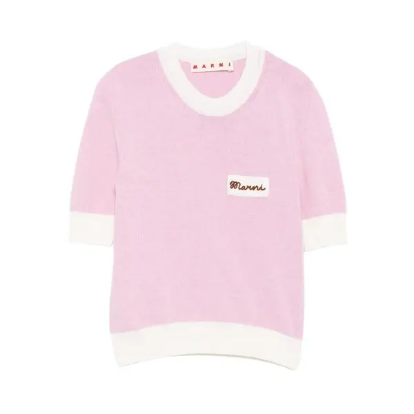 Marni Round Neck Short Sleeve Knit Top