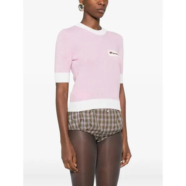 Marni Round Neck Short Sleeve Knit Top