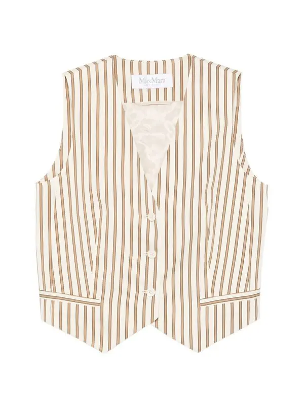 Max Mara Cotton And Silk Striped Vest
