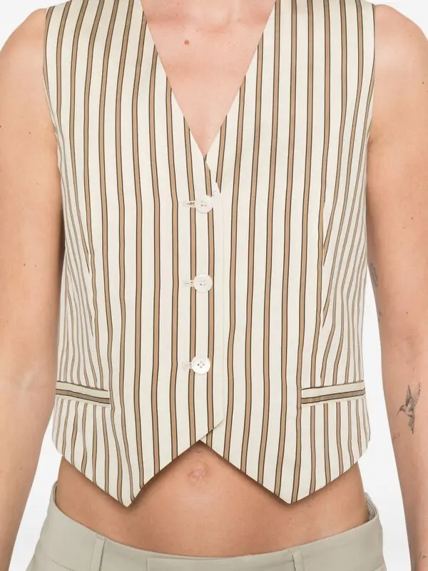 Max Mara Cotton And Silk Striped Vest