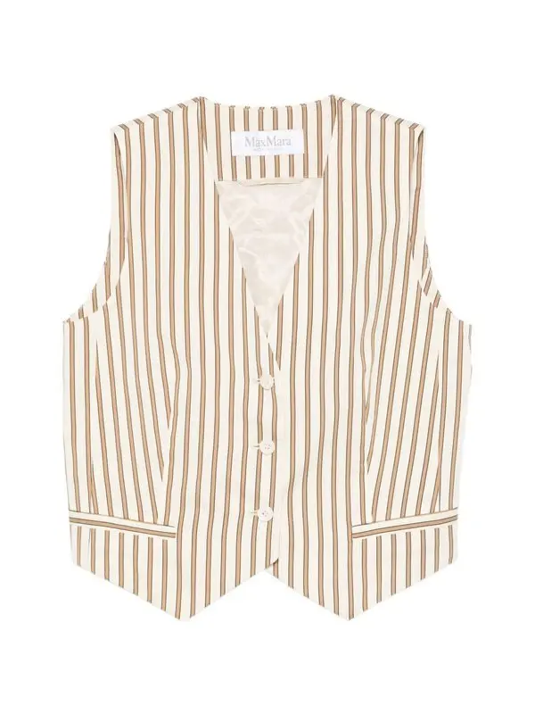 Max Mara Cotton And Silk Striped Vest - Multicolor