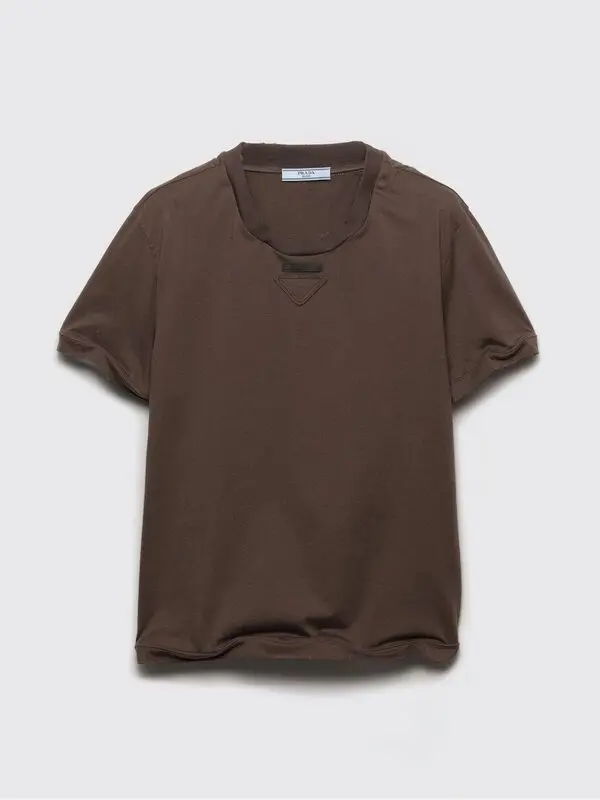 Prada Minimal Cotton T-shirt - Brown