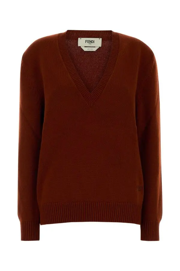 Fendi Brick Stretch Cashmere Sweater - Red