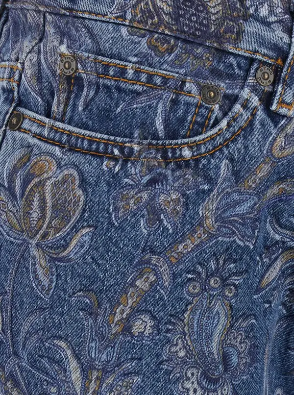 Etro Printed Denim Flared Jeans - Multicolor