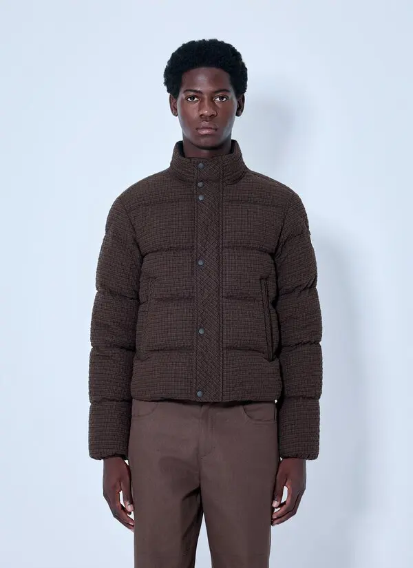 Moncler Oronte Cotton Flannel Down Jacket - Brown