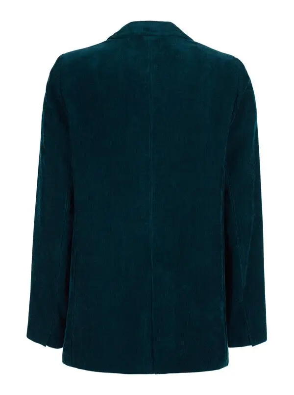 FORTE_FORTE Blue Single-breasted Jacket With Peak Revers In Corduroy For - Multicolor