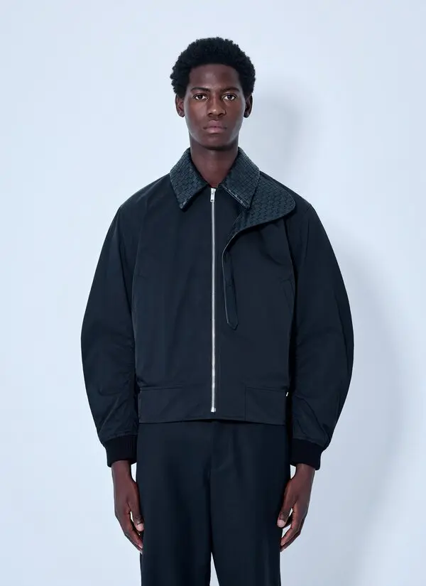 Bottega Veneta Intrecciato Leather-trimmed Twill Blouson Jacket - Black